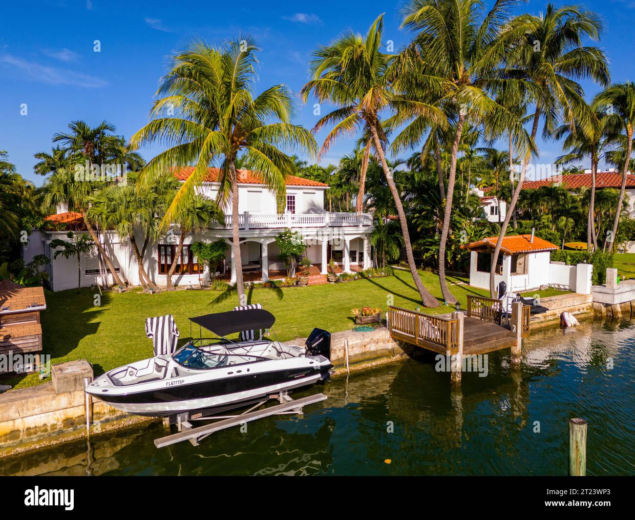 Miami Beach, FL, USA - October 6, 2023: Aerial drone photo of a luxury ...