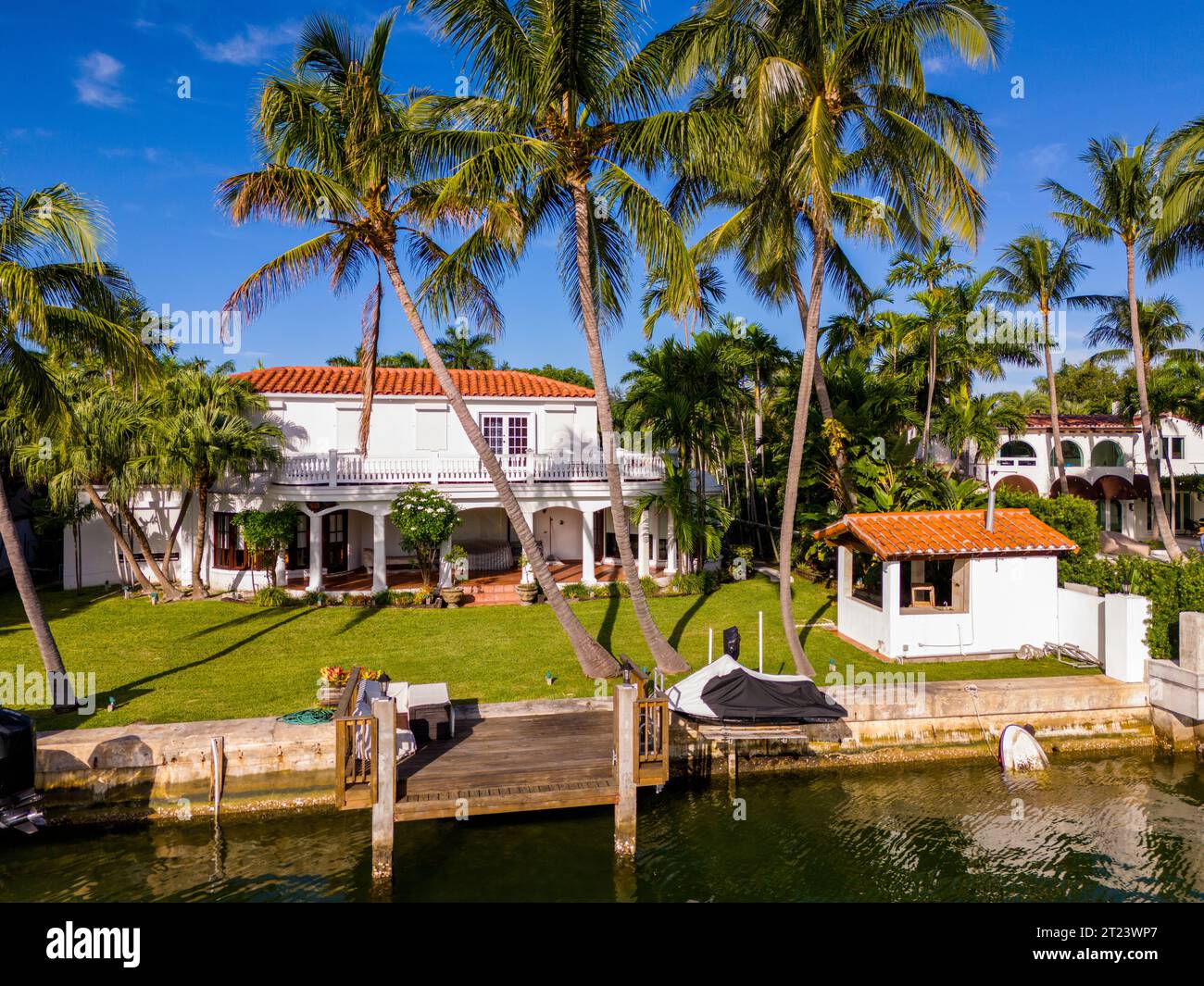 Miami Beach, FL, USA - October 6, 2023: Aerial drone photo of a luxury ...