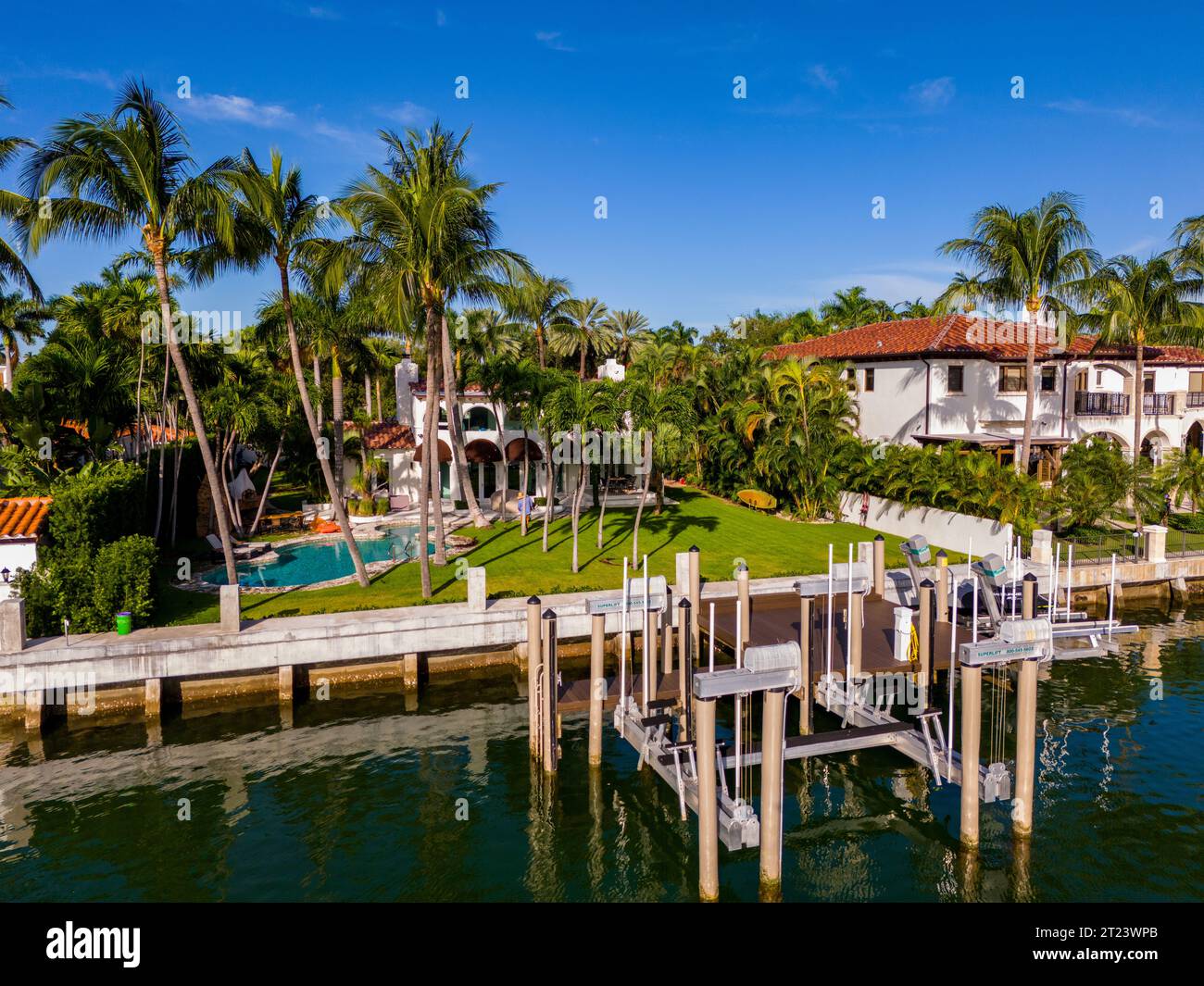 Miami Beach, FL, USA - October 6, 2023: Aerial drone photo of a luxury ...