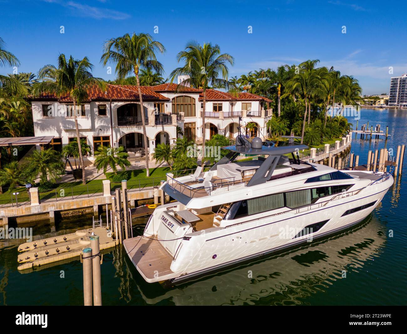 Miami Beach, FL, USA - October 6, 2023: Aerial drone photo of a luxury ...