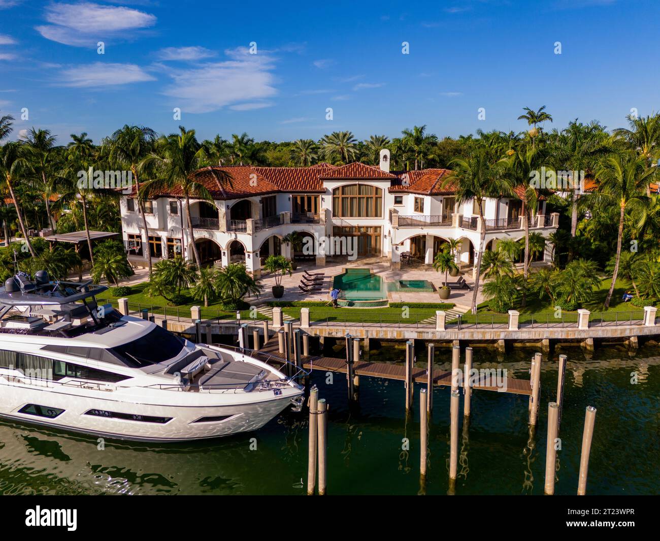 Miami Beach, FL, USA - October 6, 2023: Aerial drone photo of a luxury ...