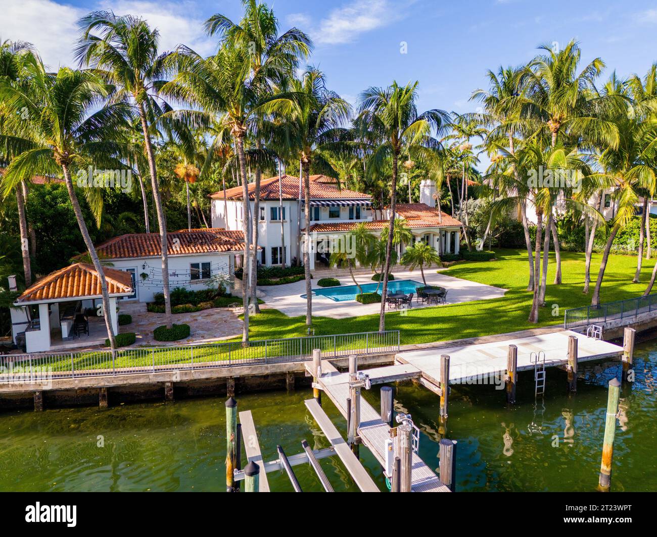 Miami Beach, FL, USA - October 6, 2023: Aerial drone photo of a luxury ...