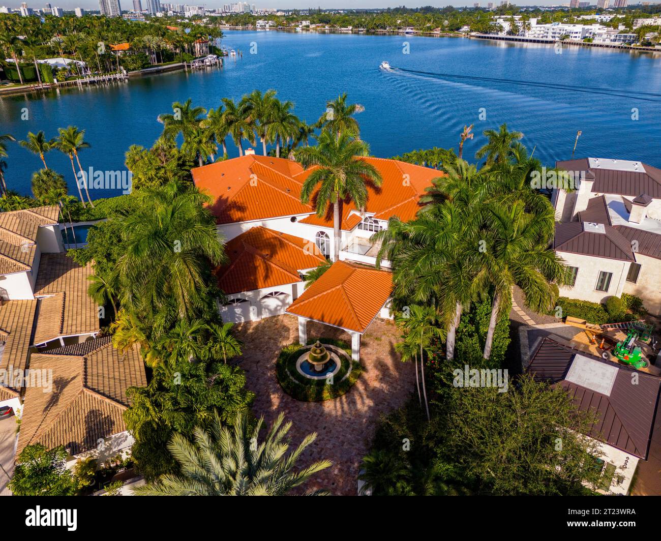 Miami Beach, FL, USA - October 6, 2023: Aerial drone photo of a luxury ...