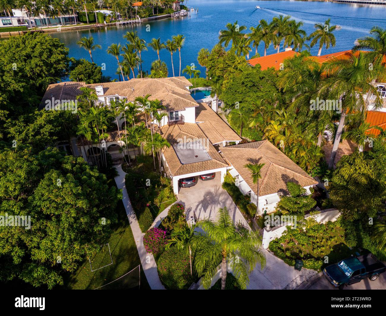 Miami Beach, FL, USA - October 6, 2023: Aerial drone photo of a luxury ...