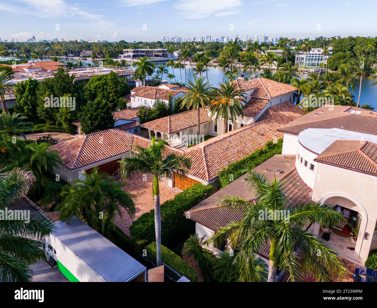 Miami Beach, FL, USA - October 6, 2023: Aerial drone photo of a luxury ...