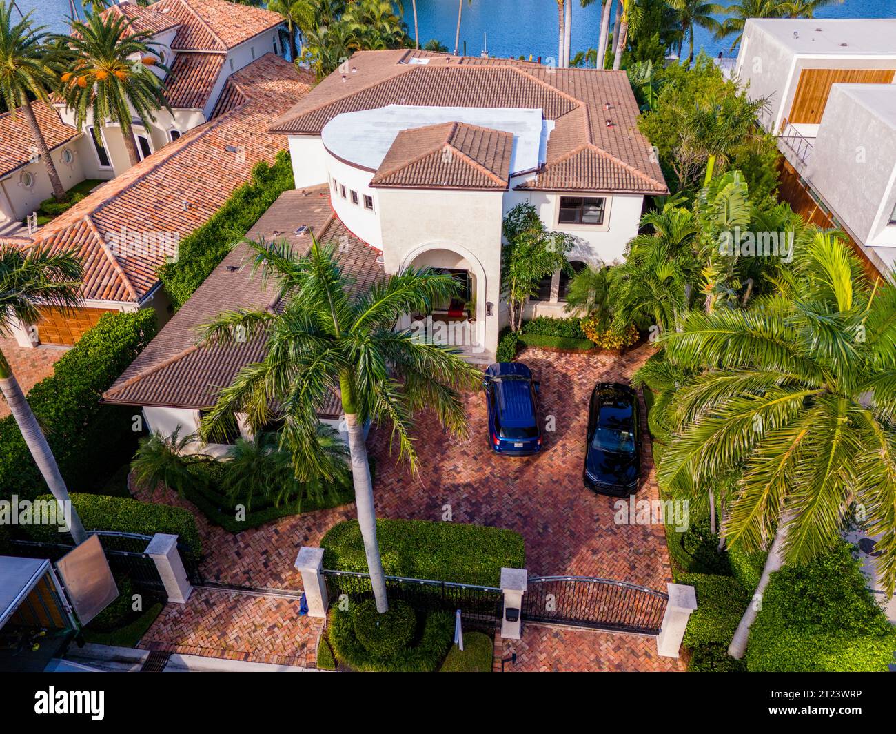Miami Beach, FL, USA - October 6, 2023: Aerial drone photo of a luxury ...