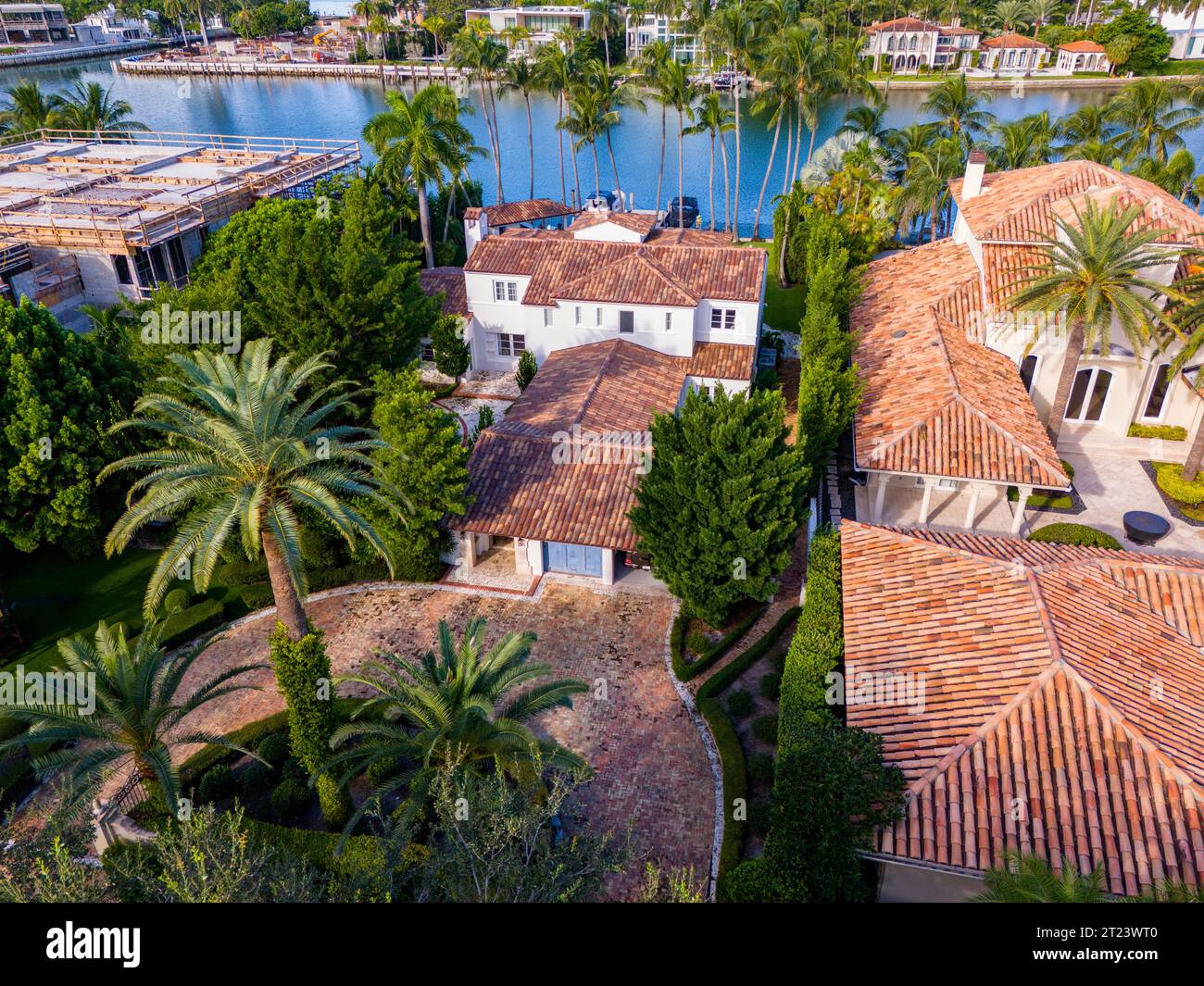 Miami Beach, FL, USA - October 6, 2023: Aerial drone photo of a luxury ...