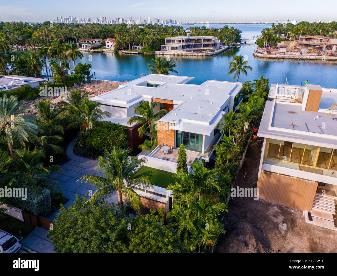 Miami Beach, FL, USA - October 6, 2023: Aerial drone photo of a luxury ...