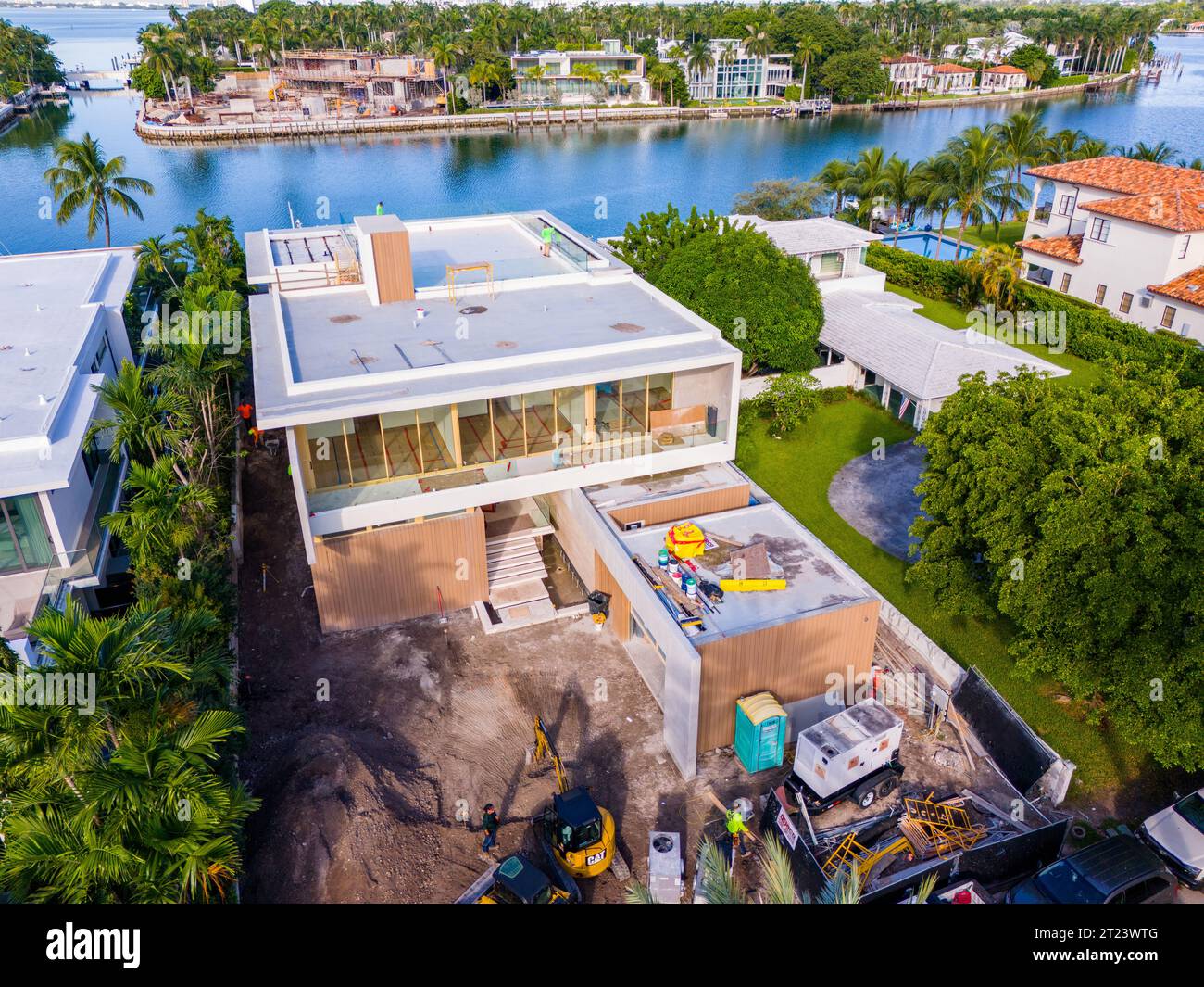 Miami Beach, FL, USA - October 6, 2023: Aerial drone photo of a luxury ...
