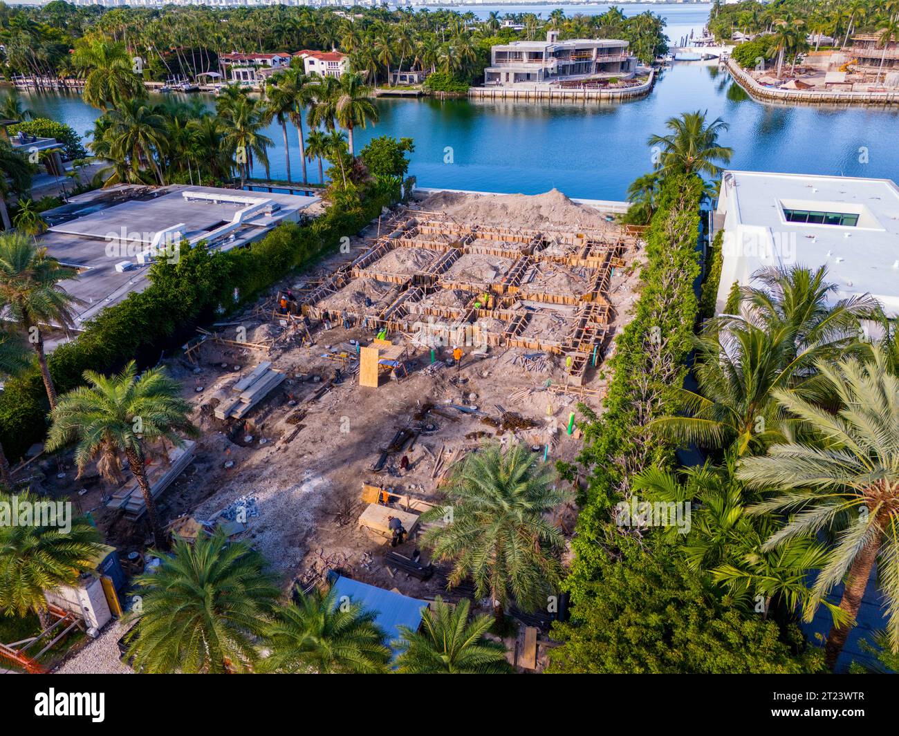 Miami Beach, FL, USA - October 6, 2023: Aerial drone photo of a luxury ...