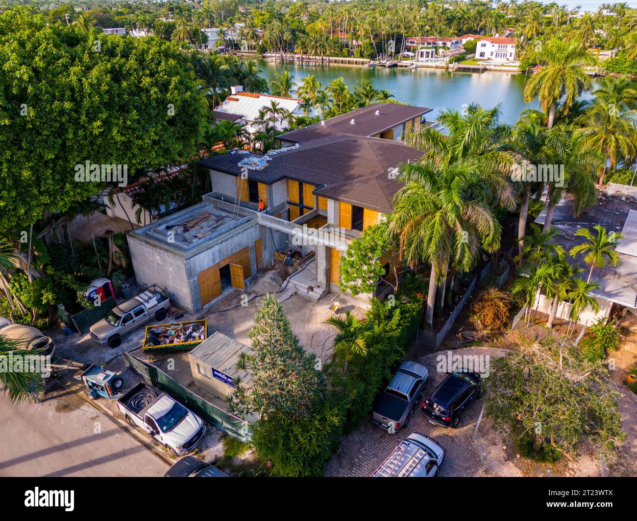 Miami Beach, FL, USA - October 6, 2023: Aerial drone photo of a luxury ...