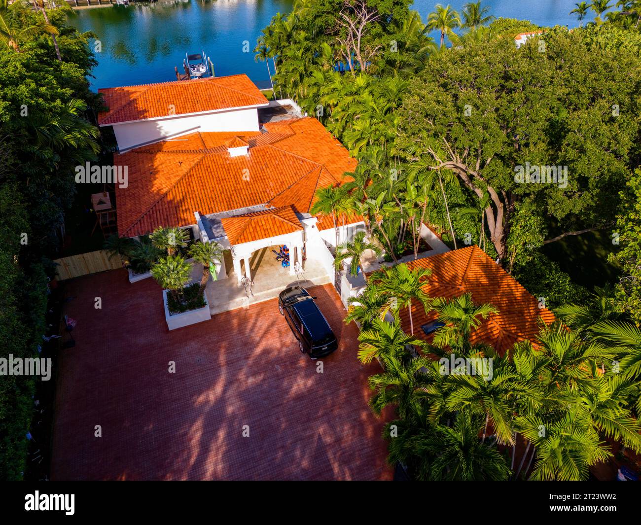 Miami Beach, FL, USA - October 6, 2023: Aerial drone photo of a luxury ...