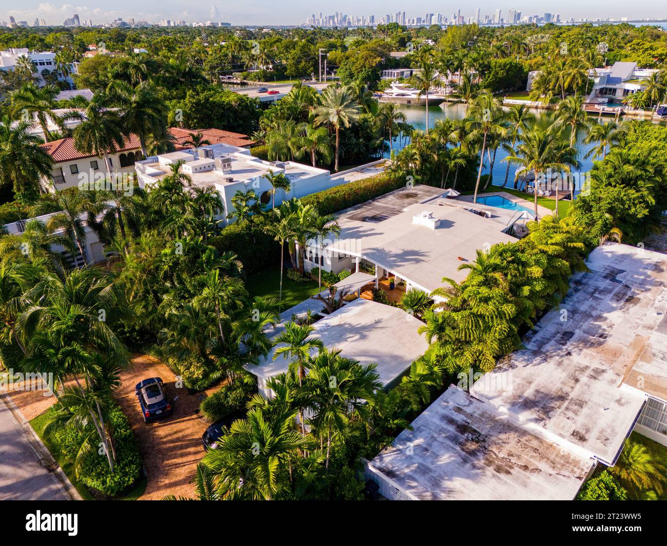 Miami Beach, FL, USA - October 6, 2023: Aerial drone photo of a luxury ...