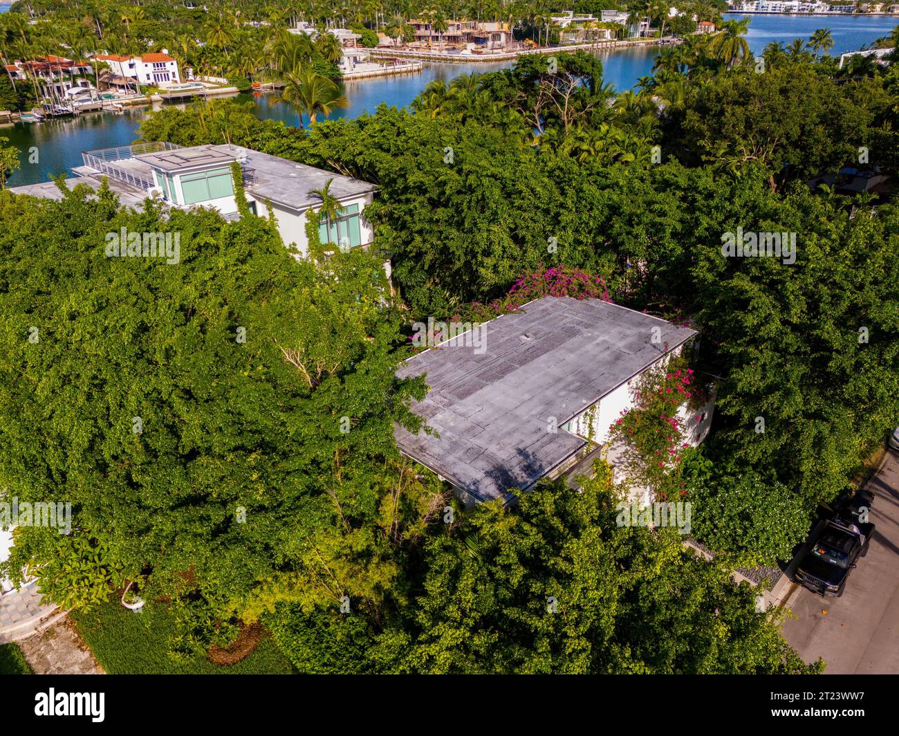 Miami Beach, FL, USA - October 6, 2023: Aerial drone photo of a luxury ...