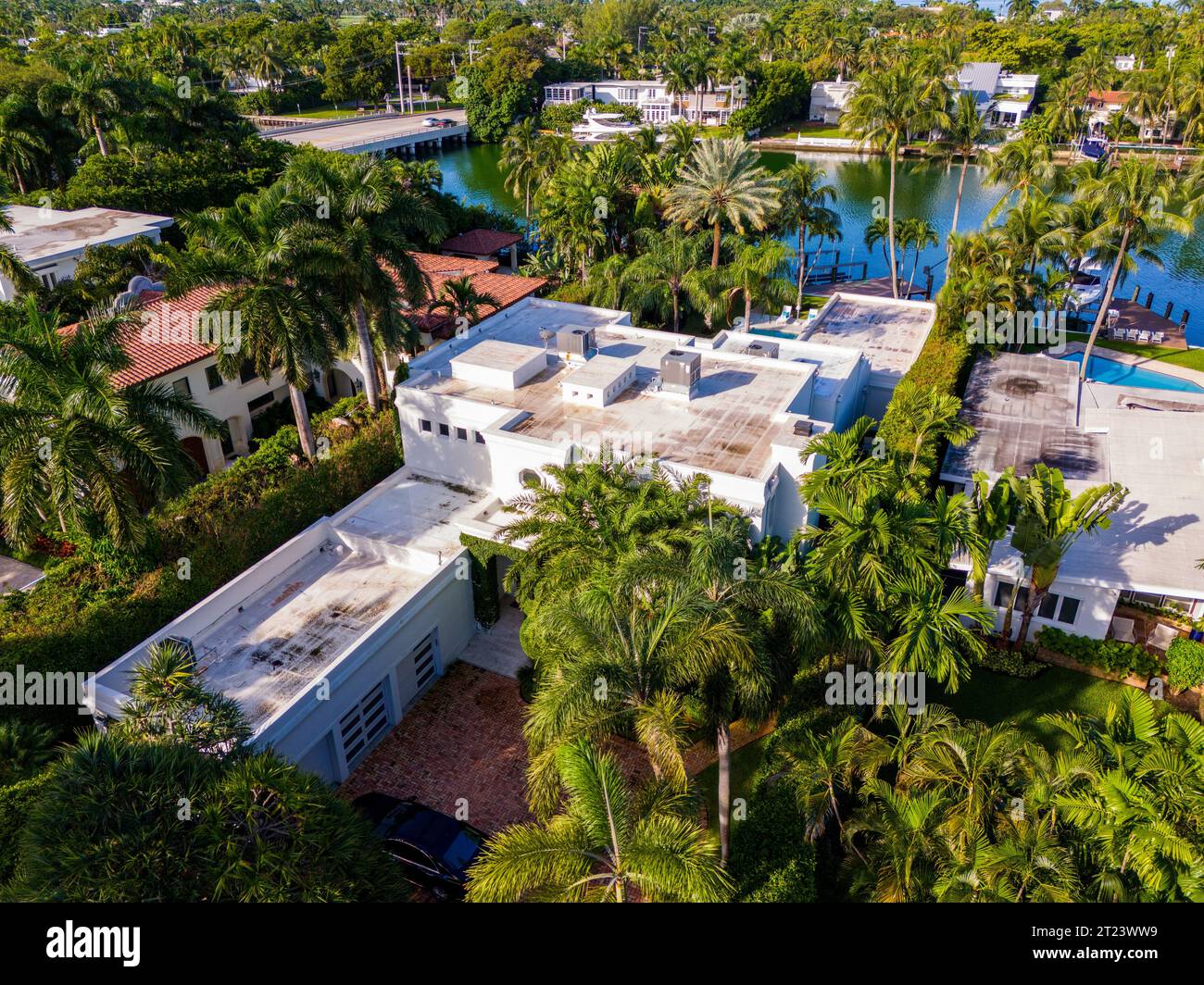 Miami Beach, FL, USA - October 6, 2023: Aerial drone photo of a luxury ...
