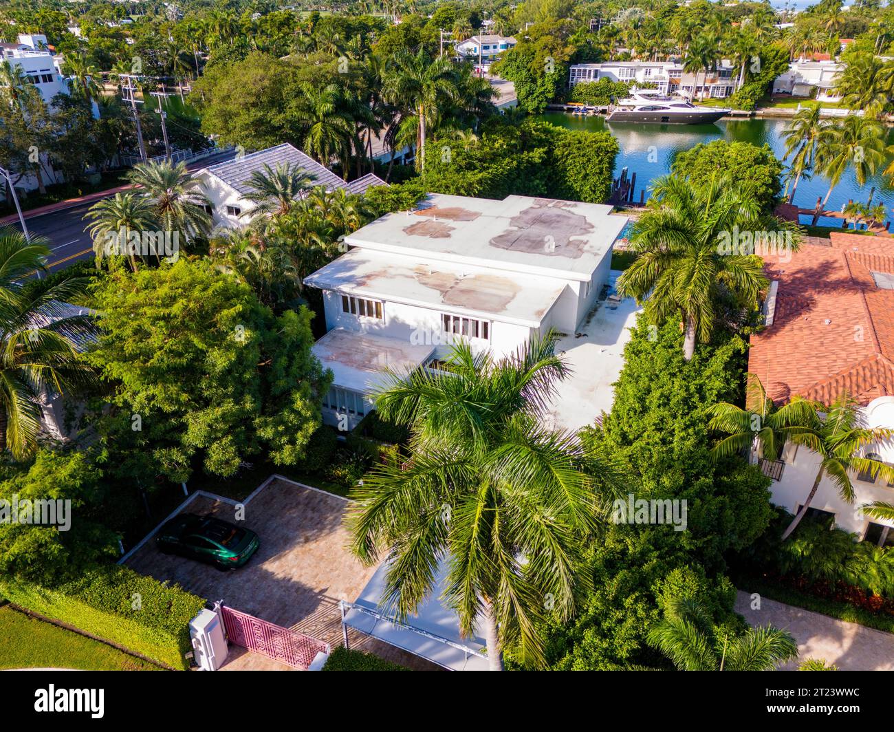 Miami Beach, FL, USA - October 6, 2023: Aerial drone photo of a luxury ...
