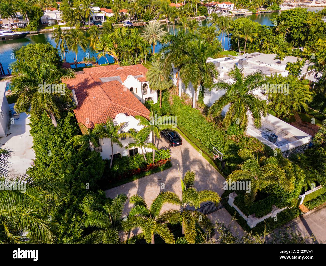 Miami Beach, FL, USA - October 6, 2023: Aerial drone photo of a luxury ...
