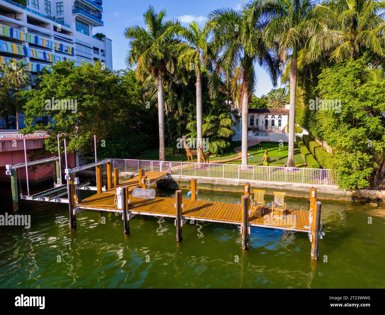 Miami Beach, FL, USA - October 6, 2023: Aerial drone photo of a luxury ...