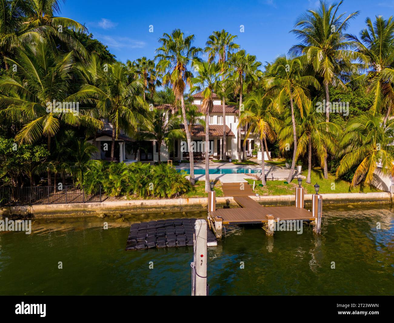 Miami Beach, FL, USA - October 6, 2023: Aerial drone photo of a luxury ...