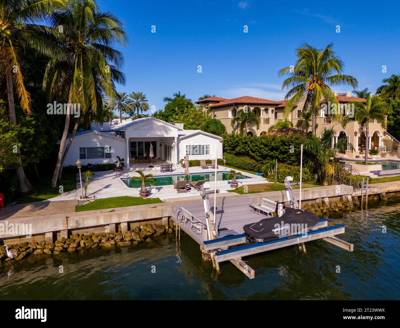 Miami Beach, FL, USA - October 6, 2023: Aerial drone photo of a luxury ...
