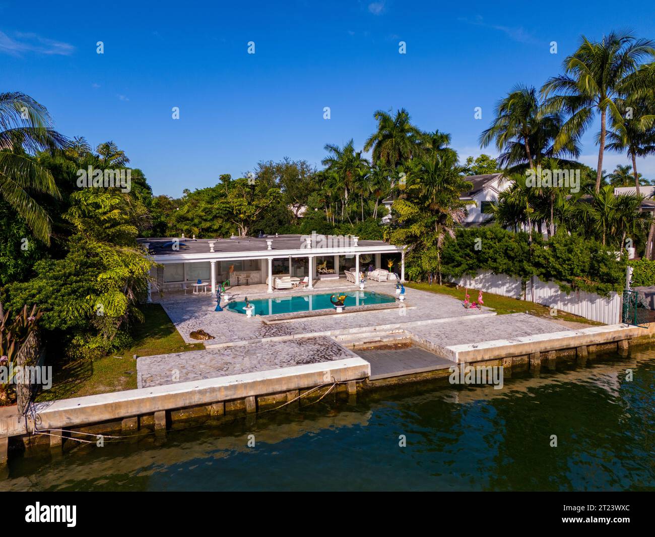 Miami Beach, FL, USA - October 6, 2023: Aerial drone photo of a luxury ...
