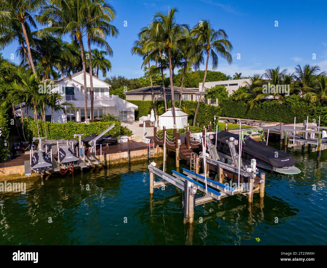 Miami Beach, FL, USA - October 6, 2023: Aerial drone photo of a luxury ...