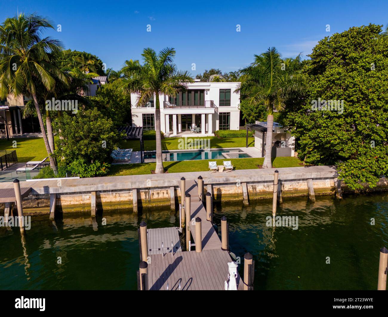 Miami Beach, FL, USA - October 6, 2023: Aerial drone photo of a luxury ...