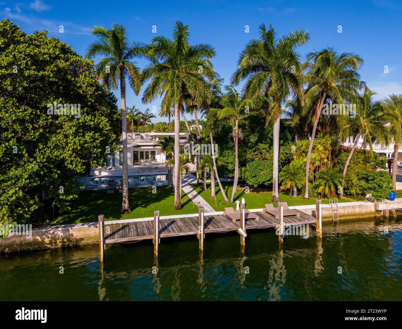 Miami Beach, FL, USA - October 6, 2023: Aerial drone photo of a luxury ...