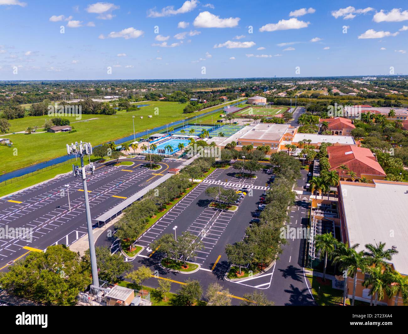 Pembroke Pines, FL, USA - October 15, 2023: Aerial drone photo tour of ...
