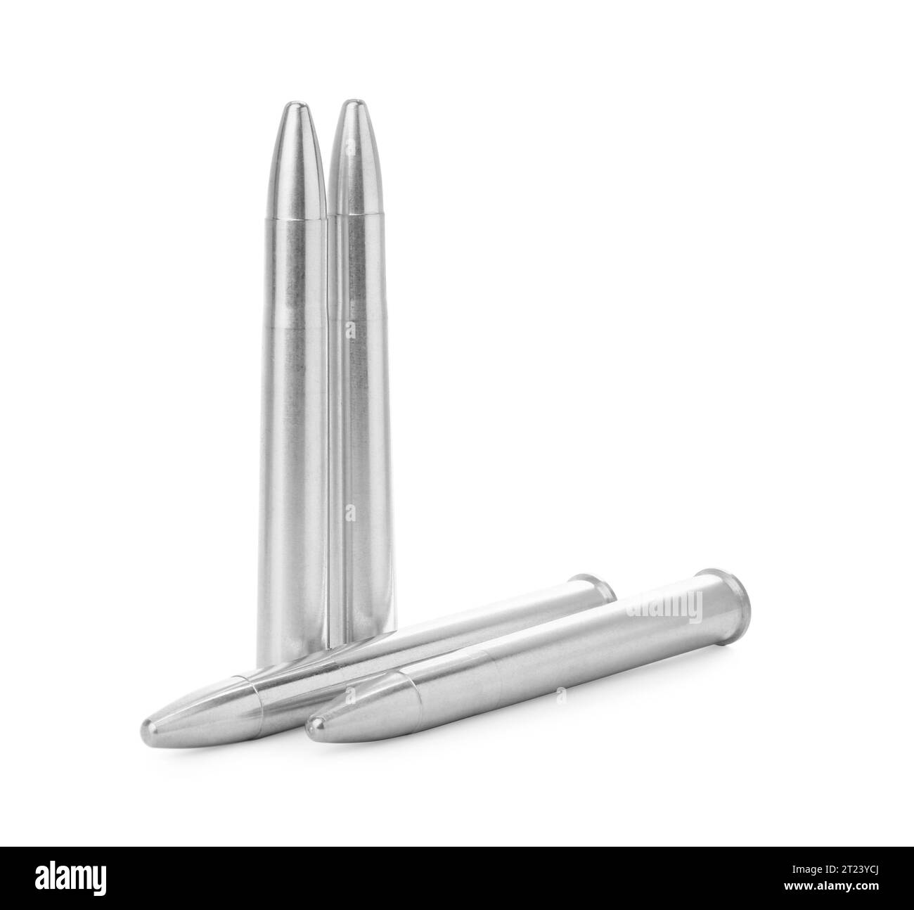 Metal bullets isolated on white. Military ammunition Stock Photo - Alamy