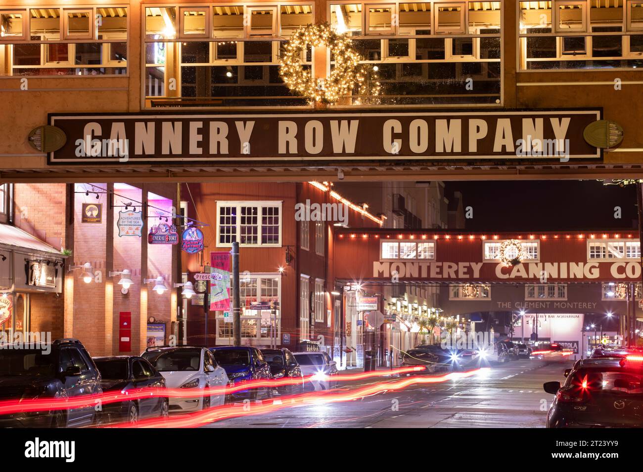 Monterey, California, USA - December 31, 2022: Night time traffic ...