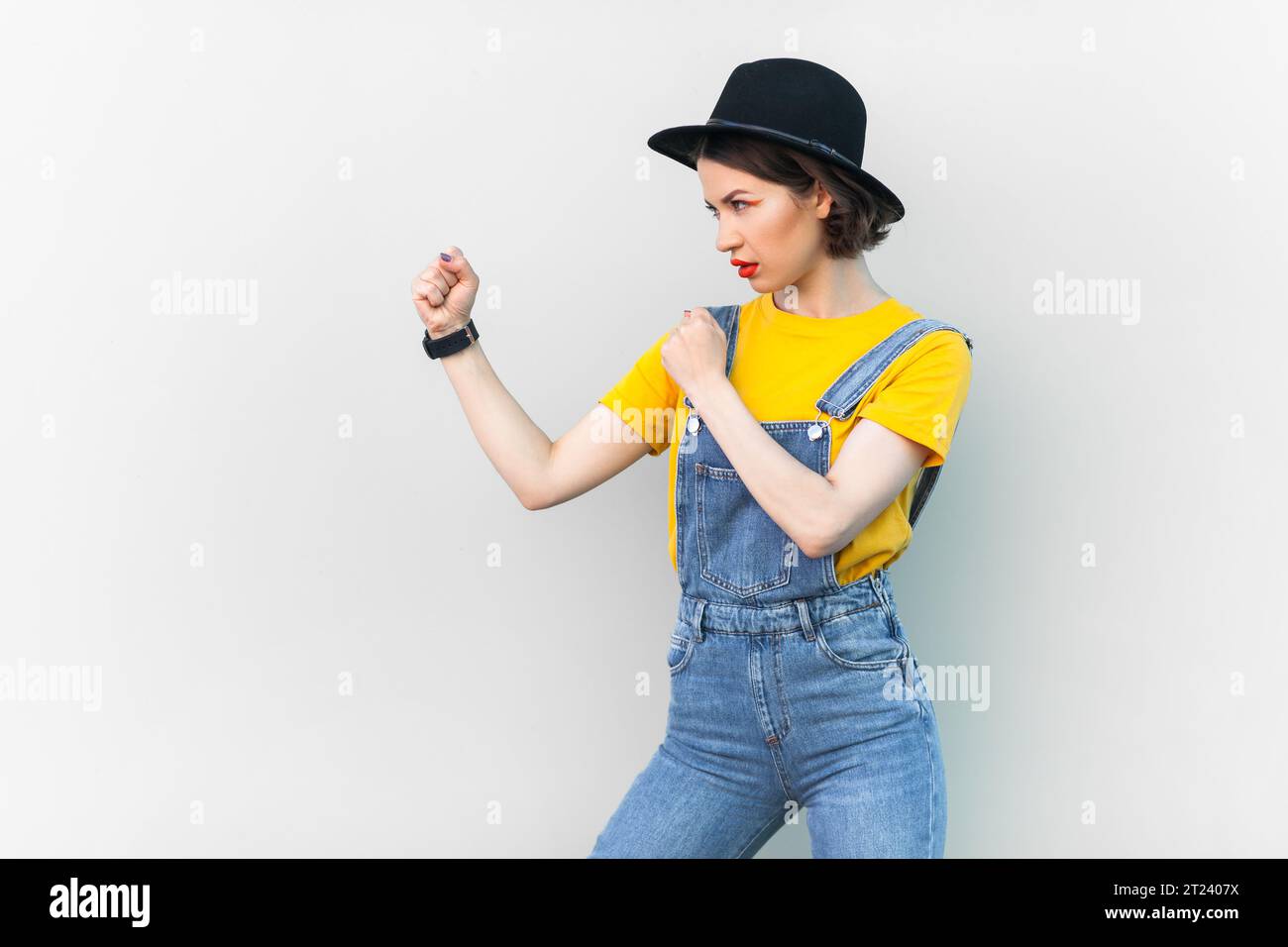 Angry aggressive girl in black hi-res stock photography and images - Alamy