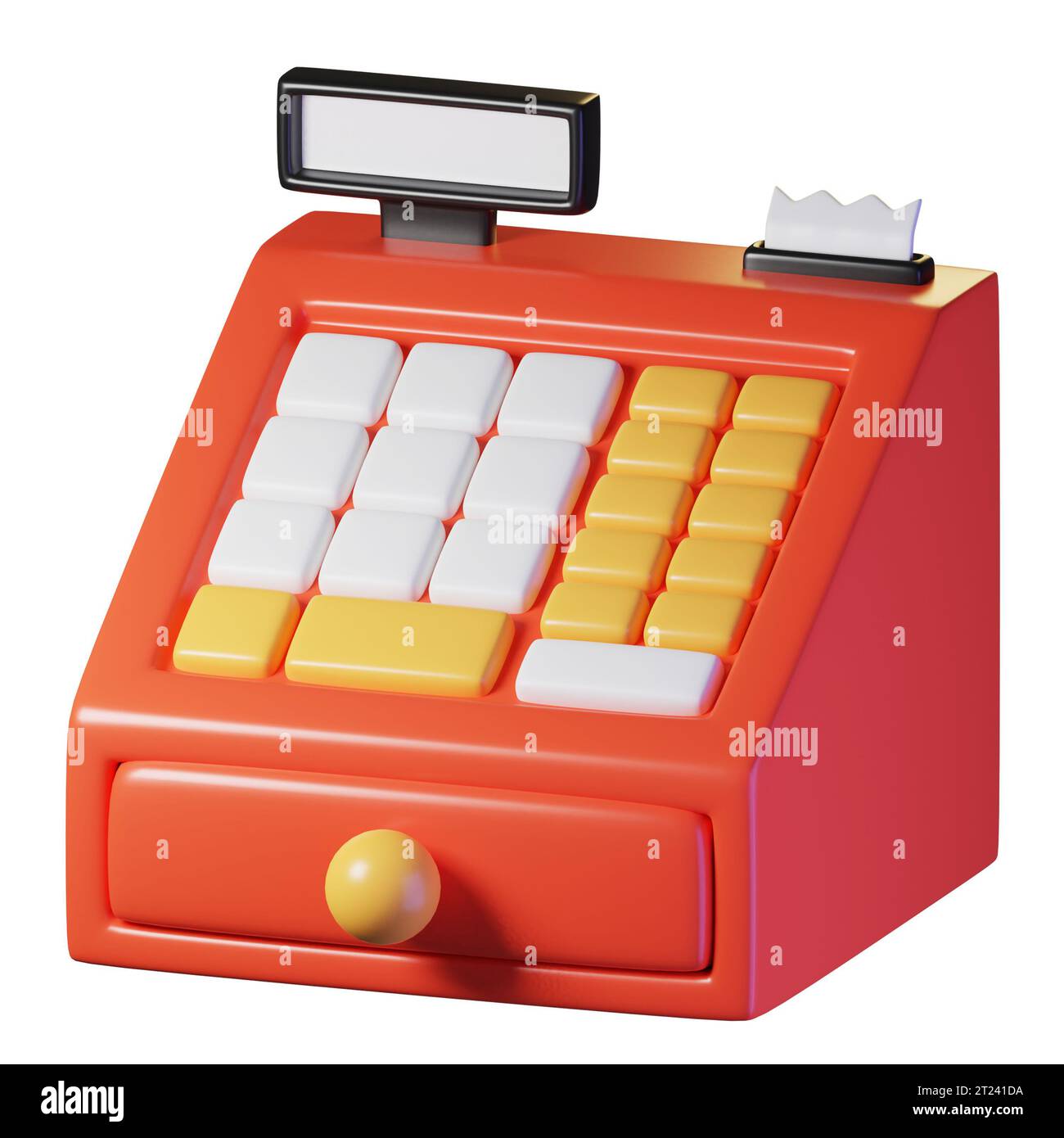 Cash register, E-Commersce items. Isolated on white background. 3D ...