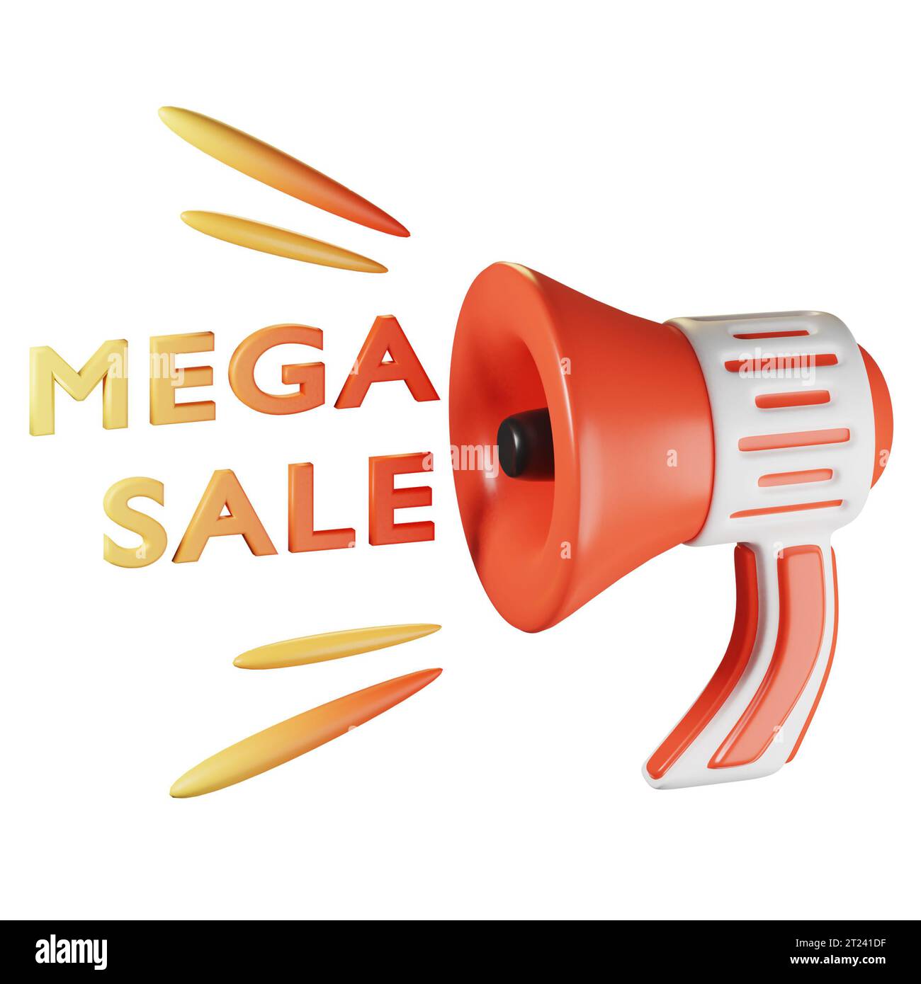 Mega Sale, E-Commersce items. Isolated on white background. 3D ...