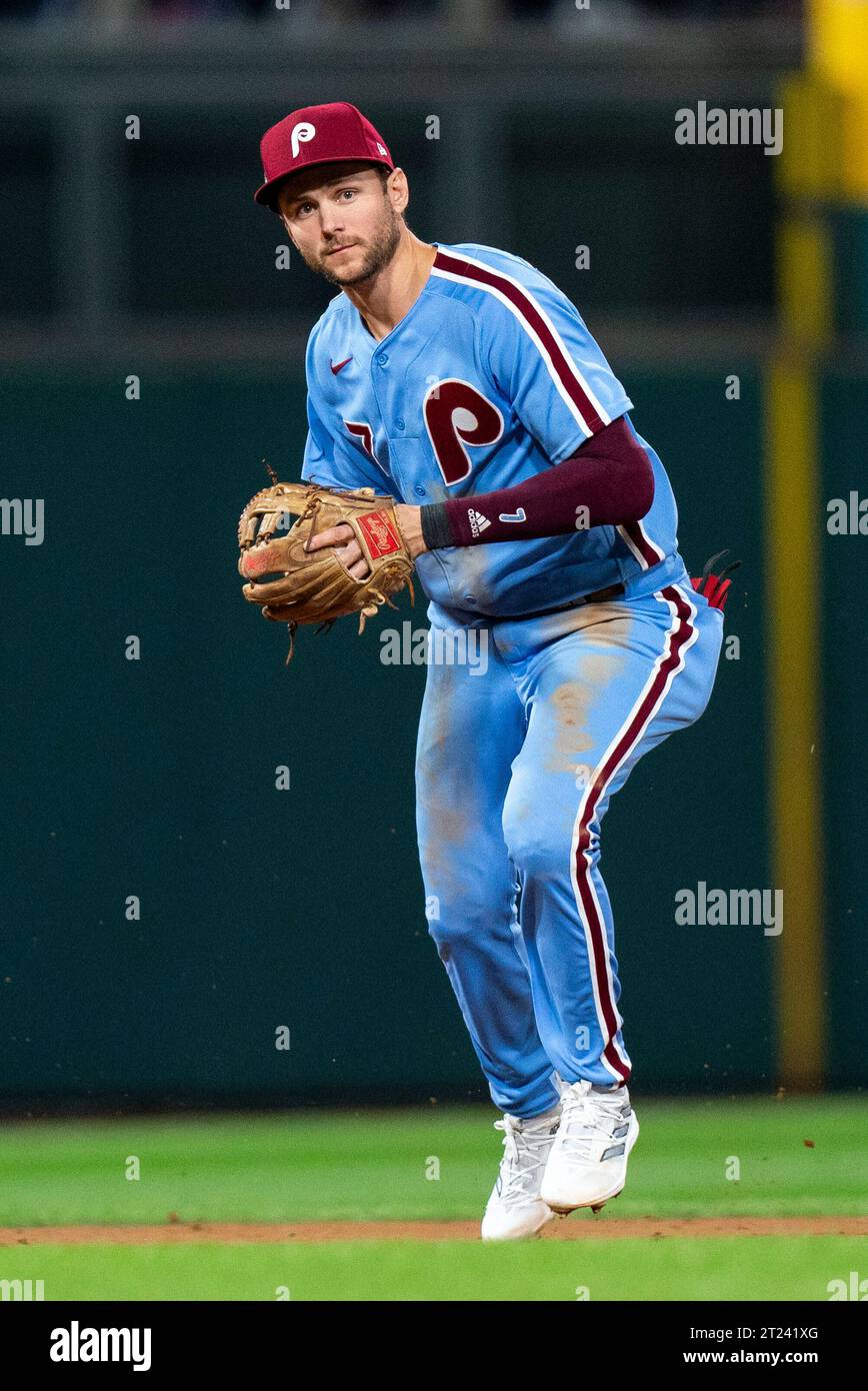 Philadelphia Phillies shortstop Trea Turner in action during Game 4 of ...