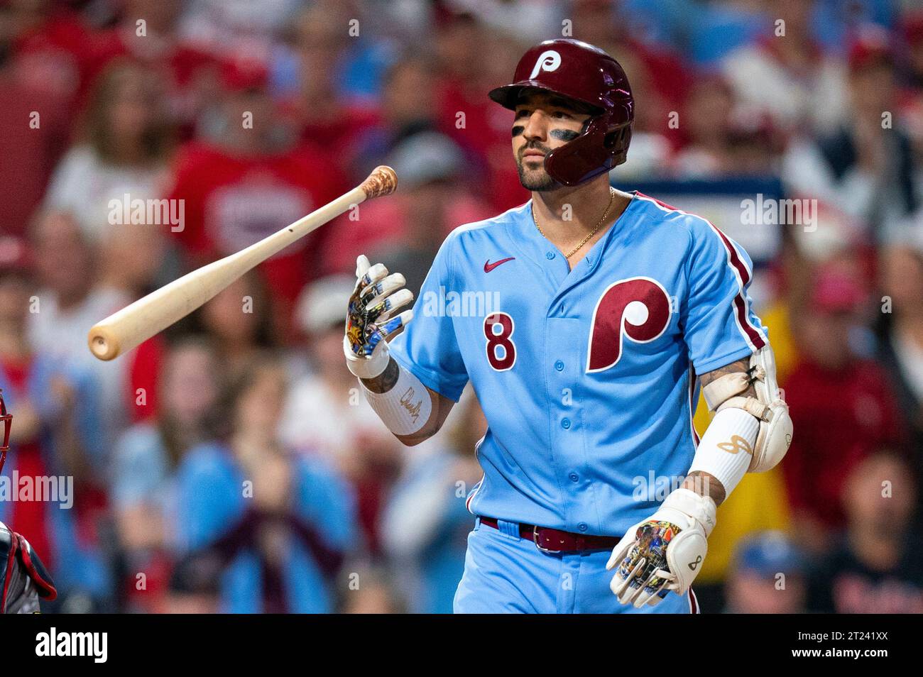 Philadelphia Phillies' Nick Castellanos reacts to his home run during ...