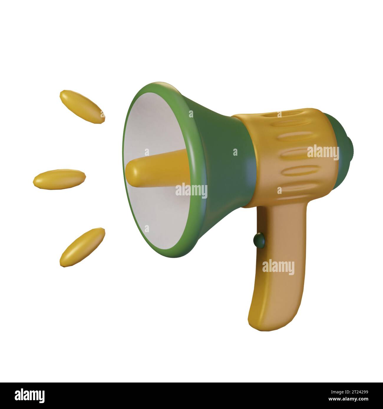 Megaphone items with an yellow theme. Isolated on alpha background. 3D ...