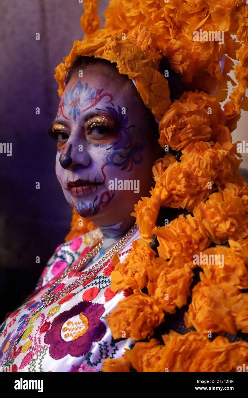 Mexico City, Mexico. 16th Oct, 2023. People characterized as death ...