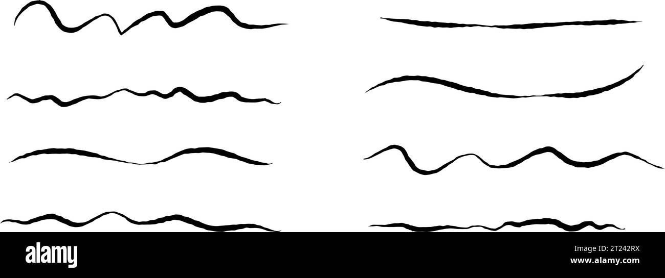 Rough jagged lines set. Grunge wavy brush strokes collection. Black ...