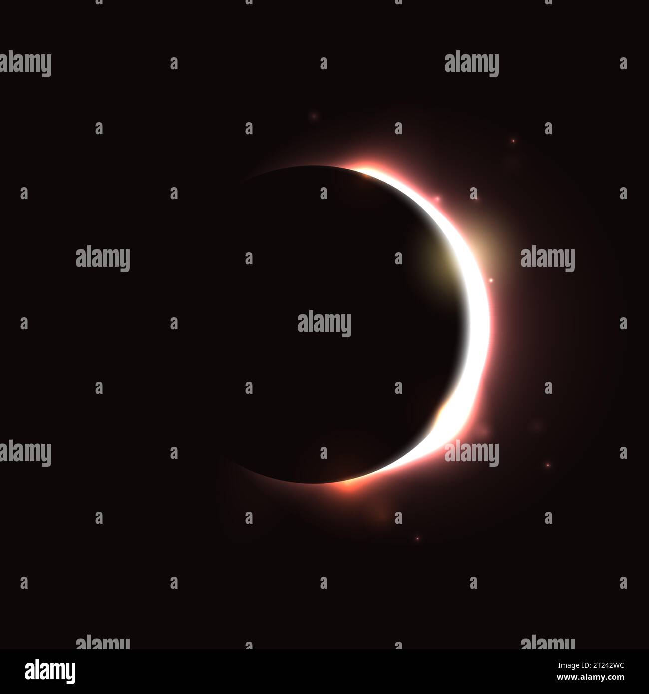 Sun eclipse concept. Light golden moon glow background. Solar or planet ...
