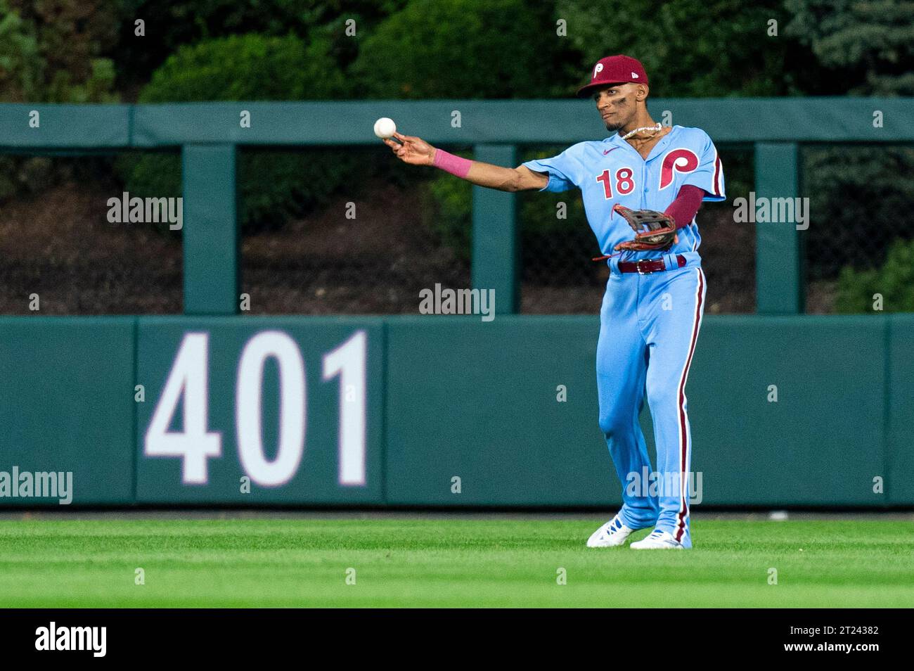 Philadelphia Phillies center fielder Johan Rojas in action during Game ...