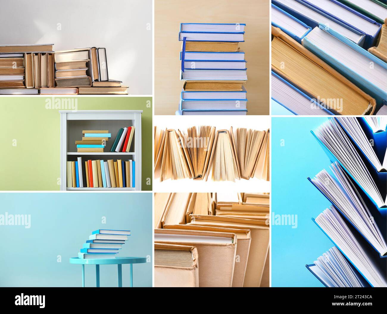 Collage with many different books Stock Photo - Alamy