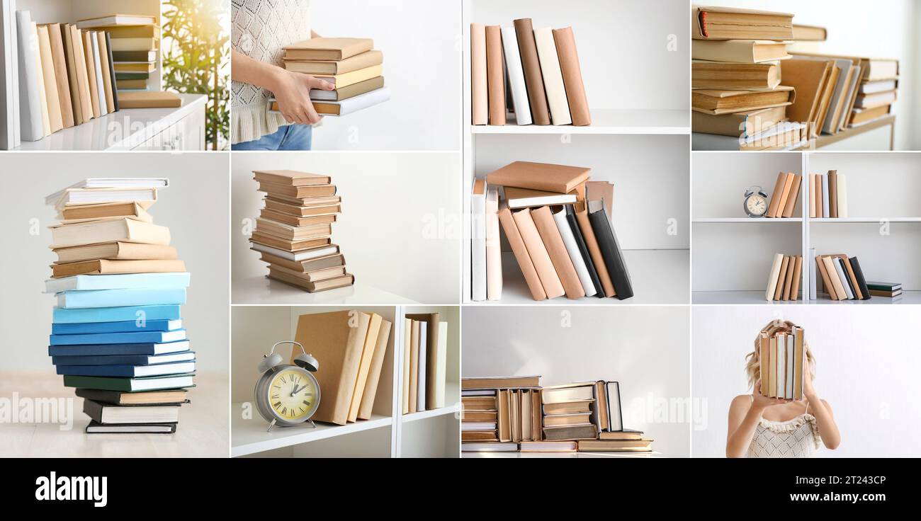 Collage with many different books Stock Photo - Alamy