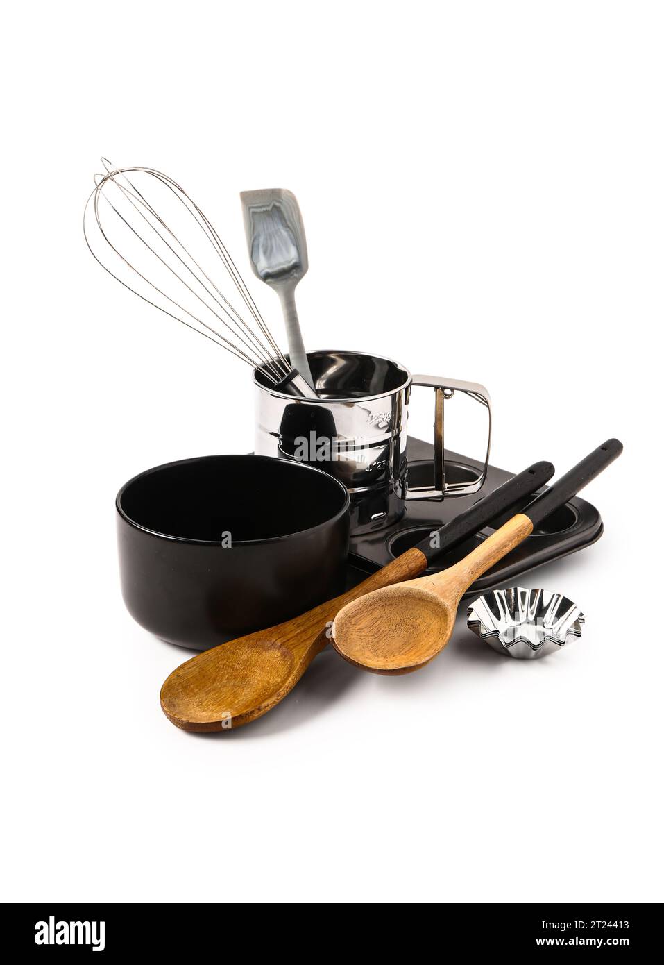Baking utensils isolated on white background Stock Photo - Alamy
