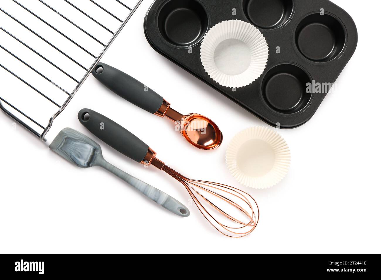 Baking form and utensils isolated on white background Stock Photo - Alamy