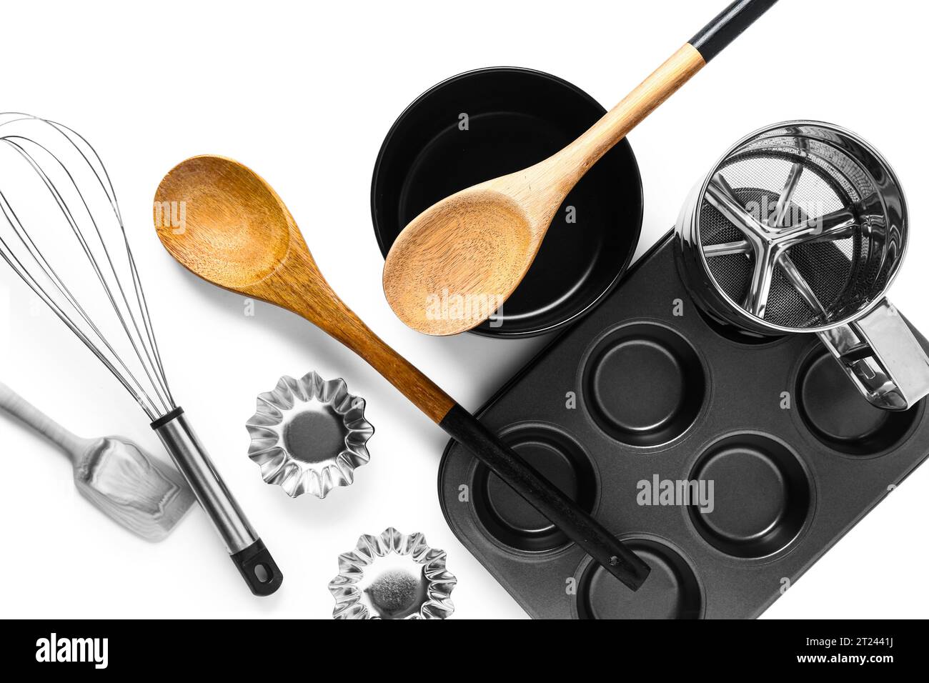 Baking utensils isolated on white background Stock Photo - Alamy