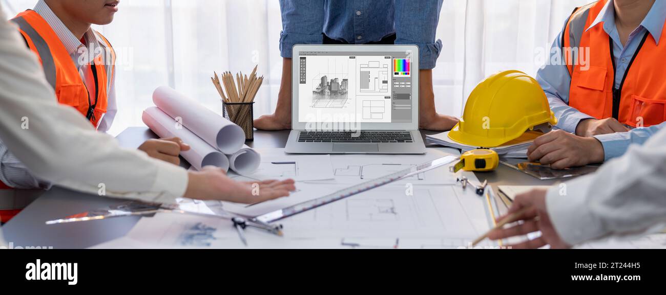 Engineer and architect working together brainstorming and designing ...