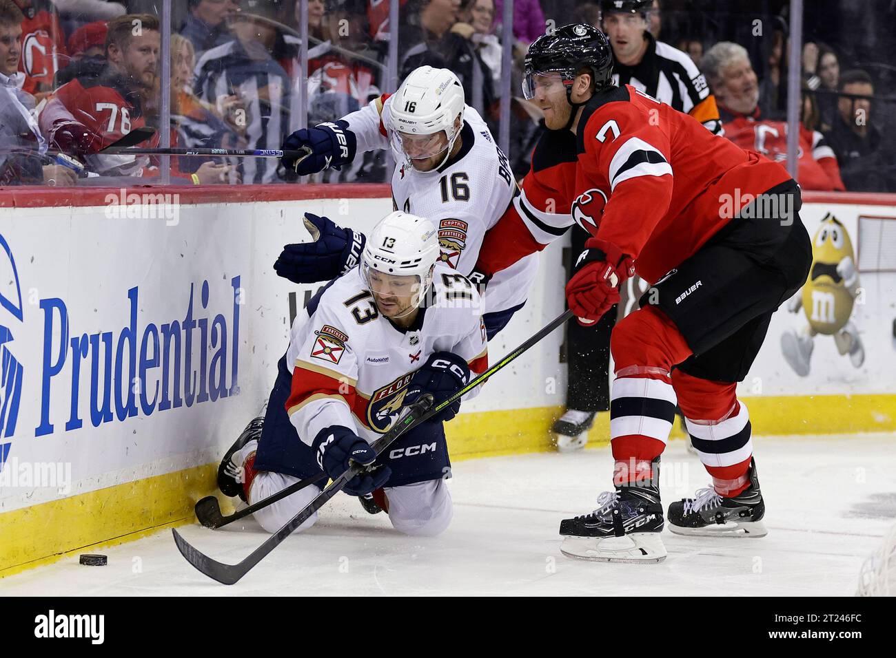 Florida Panthers center Sam Reinhart (13) battles for the puck against ...