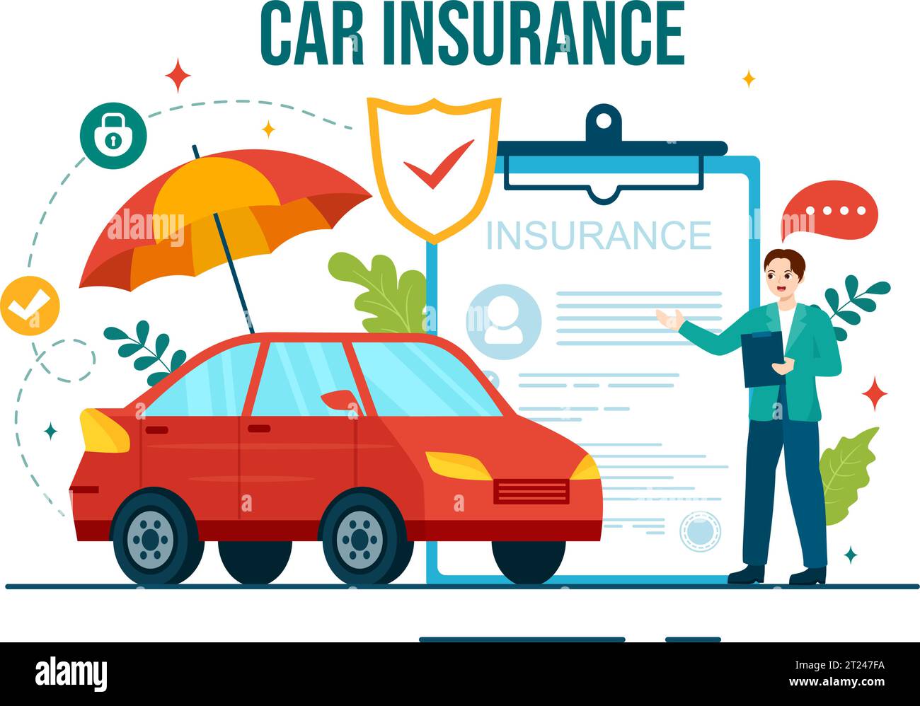 Car Insurance Vector Illustration for Protection For Vehicle Damage And ...
