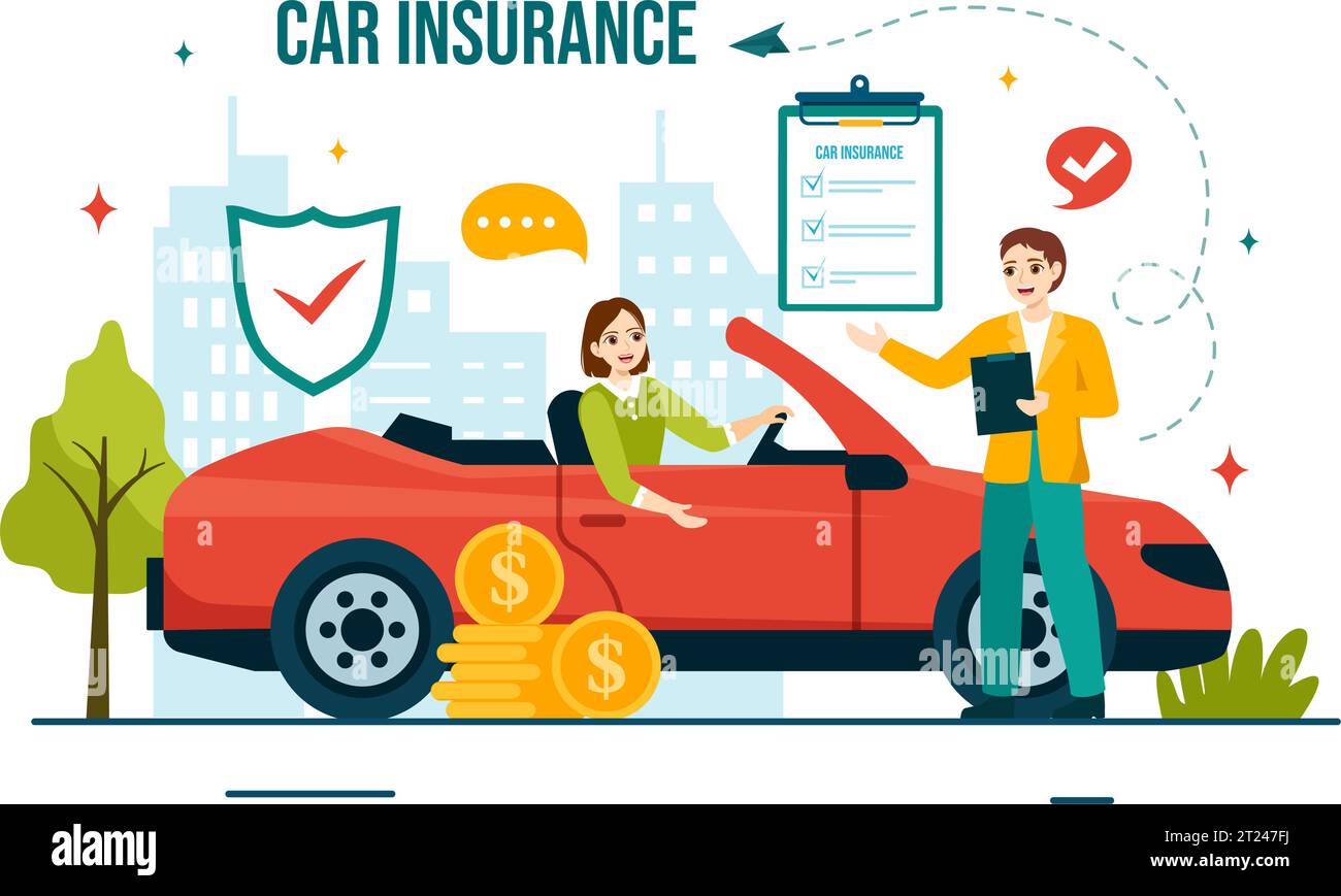 Car Insurance Vector Illustration for Protection For Vehicle Damage And ...